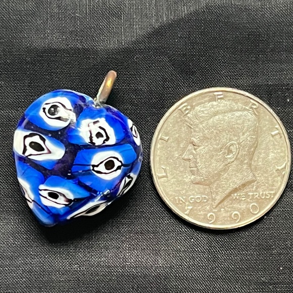 Vintage | Jewelry | Vintage Glass Evil Eye Heart Pendant | Poshmark